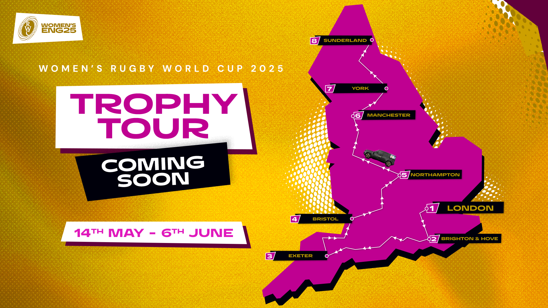 Women’s Rugby World Cup trophy to embark on a three-week tour across ...